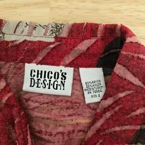 Chico's | Tops | Chicos Design Womens Red Black Equestrian Burnout ...